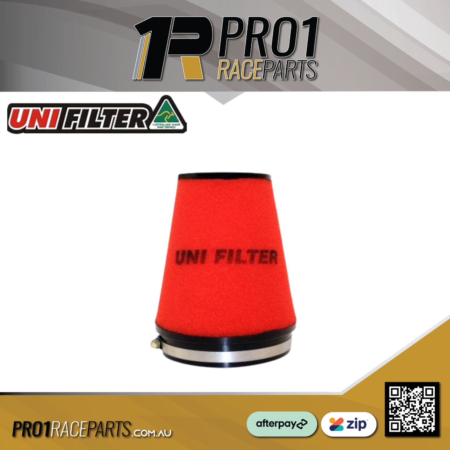 Uni Filter Tapered Pod Filter 76mm / 3″ Inlet | 200mm Long | Red | FREE ...